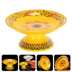 VOSAREA Buddhist Offering Plate Tall Tribute Plate Buddha Offering Tray Worship Offering Tray Offering Bowls Tibetan Temple Buddhist Food Tray Holy Water Bowl Ceramics Cake Pan Snack