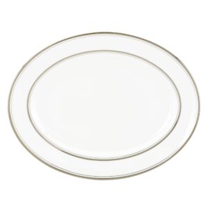 kate spade new york library lane platinum 13" oval platter, 3.45 lb, white