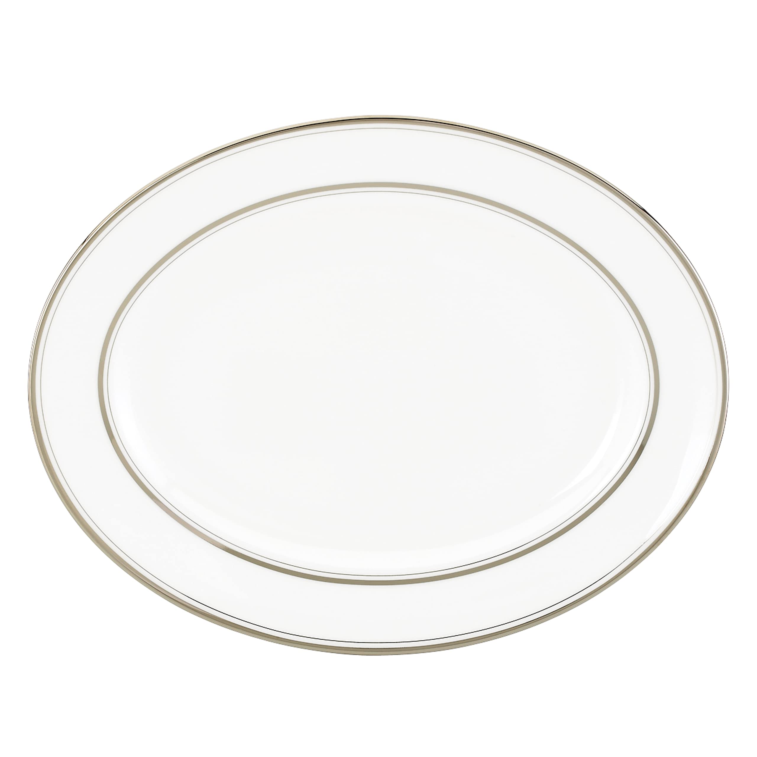 Kate Spade New York Library Lane Platinum 13" Oval Platter, 3.45 LB, White