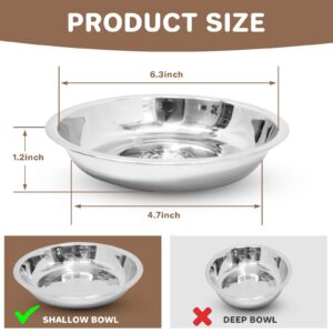 12 Pcs Stainless Steel Cat Bowls - Metal Shallow Cat Bowls - Whisker Fatigue Relief Food Water Dish - Replacement Basic Cat Plates for Elevated Stand Dishwasher Safe Pet Supplies (6.3 Inch Diameter)