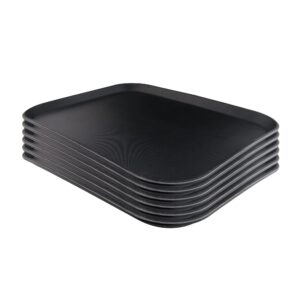 Jiwins 6 Pack Fast Food Tray 16.3x12inch Restaurant Serving Tray, Non-Slip Serving Trays, Fiberglass, Black