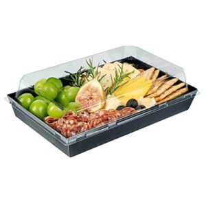 Restaurantware Matsuri Vision 9 x 6 x 1.5 Inch Large Sushi Trays 100 Greaseproof Sushi Packaging Boxes - Lids Sold Separately Disposable Black Paper Sushi Containers For Entrees Or Desserts