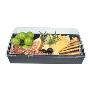 Restaurantware Matsuri Vision 9 x 6 x 1.5 Inch Large Sushi Trays 100 Greaseproof Sushi Packaging Boxes - Lids Sold Separately Disposable Black Paper Sushi Containers For Entrees Or Desserts