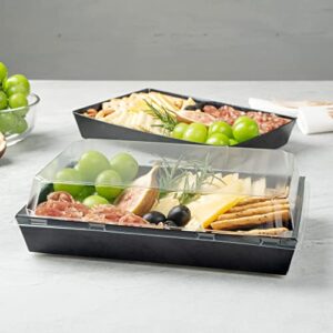 Restaurantware Matsuri Vision 9 x 6 x 1.5 Inch Large Sushi Trays 100 Greaseproof Sushi Packaging Boxes - Lids Sold Separately Disposable Black Paper Sushi Containers For Entrees Or Desserts