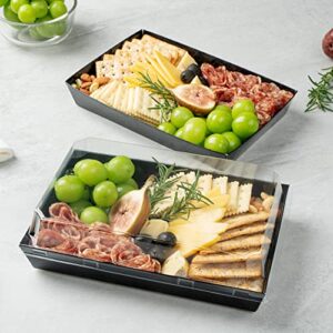 Restaurantware Matsuri Vision 9 x 6 x 1.5 Inch Large Sushi Trays 100 Greaseproof Sushi Packaging Boxes - Lids Sold Separately Disposable Black Paper Sushi Containers For Entrees Or Desserts