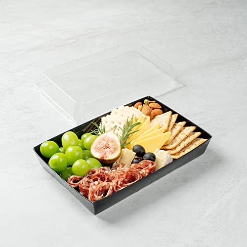 Restaurantware Matsuri Vision 9 x 6 x 1.5 Inch Large Sushi Trays 100 Greaseproof Sushi Packaging Boxes - Lids Sold Separately Disposable Black Paper Sushi Containers For Entrees Or Desserts