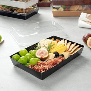 Restaurantware Matsuri Vision 9 x 6 x 1.5 Inch Large Sushi Trays 100 Greaseproof Sushi Packaging Boxes - Lids Sold Separately Disposable Black Paper Sushi Containers For Entrees Or Desserts