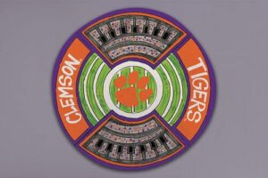 magnolia lane clemson university tigers football stadium heavyweight melamine round platter, 13.5-inch diameter, kitchen accessories