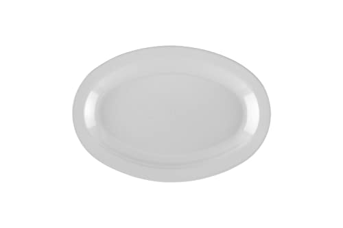 G.E.T. Enterprises White 10 Oval Serving Platter, Break Resistant Dishwasher Safe Melamine Plastic, Supermel Collection OP-610-W-EC, 10" x 6.75" (Pack of 4)