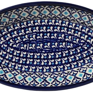 Polish Pottery Oval Serving Platter From Zaklady Ceramiczne Boleslawiec 1103-217a Classic Pattern, Dimensions: 11 Inch X 6.25 Inch