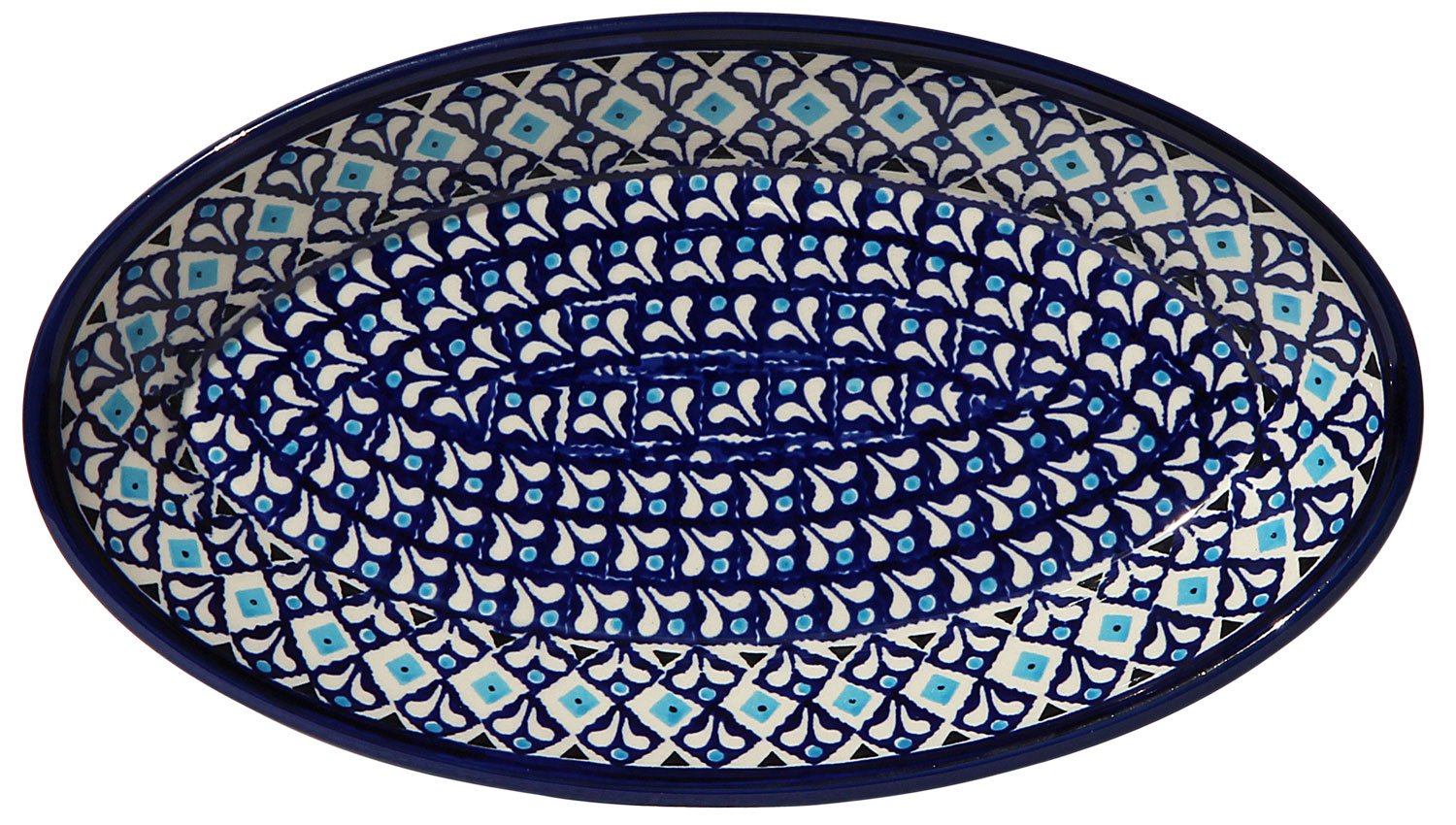 Polish Pottery Oval Serving Platter From Zaklady Ceramiczne Boleslawiec 1103-217a Classic Pattern, Dimensions: 11 Inch X 6.25 Inch