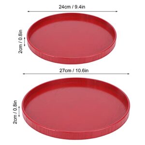 Round Tray, Wooden Tea Tray Chinese Wedding Tea Tray Multifunctional Food Trays Red Plate for Home Kitchen Party,Wedding Supplies