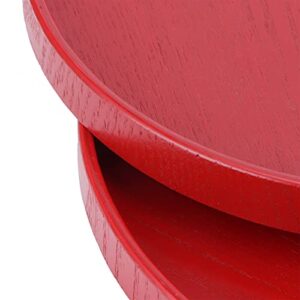 Round Tray, Wooden Tea Tray Chinese Wedding Tea Tray Multifunctional Food Trays Red Plate for Home Kitchen Party,Wedding Supplies