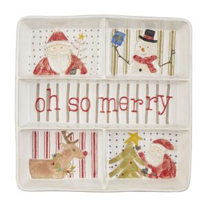 mud pie, multi, oh so merry christmas section server platter, multu, 2" x 12" x 12"