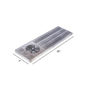 KROME 45″ X 7″ Side Spray Glass Rinser Drip Tray – Brushed Stainless – with Drain - C463.SS