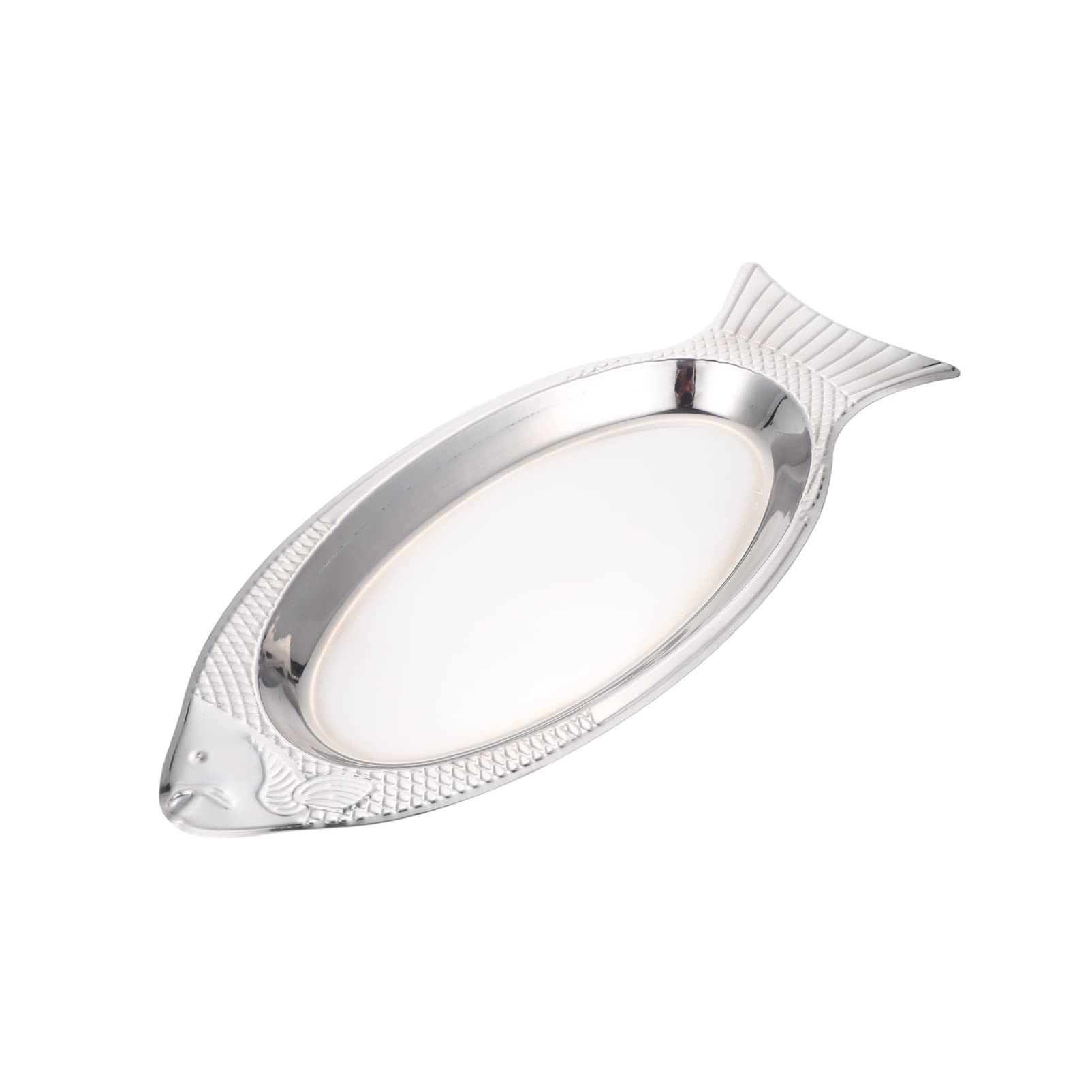 Serving Platter Dish Fish Shape Stainless Steel Oval Platter Fish Grill Serving Tray Fish Plate for Steaming Fish