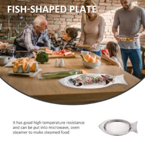 Serving Platter Dish Fish Shape Stainless Steel Oval Platter Fish Grill Serving Tray Fish Plate for Steaming Fish