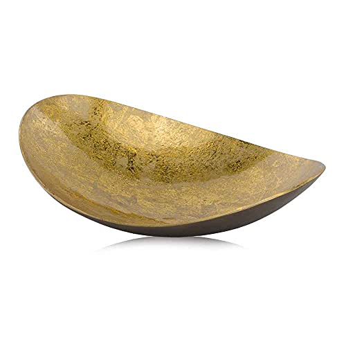 Modern Day Accents 4404 Metalico Oblongo Tray, Bronze and Gold Decor, Home Decor, Office Decor, Kitchen Counter Decor, Fruit Bowl, Tabletop, 14" L