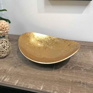 Modern Day Accents 4404 Metalico Oblongo Tray, Bronze and Gold Decor, Home Decor, Office Decor, Kitchen Counter Decor, Fruit Bowl, Tabletop, 14" L