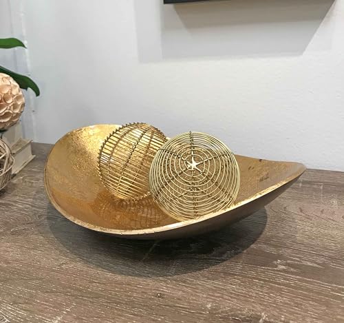 Modern Day Accents 4404 Metalico Oblongo Tray, Bronze and Gold Decor, Home Decor, Office Decor, Kitchen Counter Decor, Fruit Bowl, Tabletop, 14" L