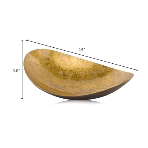 Modern Day Accents 4404 Metalico Oblongo Tray, Bronze and Gold Decor, Home Decor, Office Decor, Kitchen Counter Decor, Fruit Bowl, Tabletop, 14" L