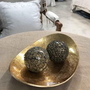 Modern Day Accents 4404 Metalico Oblongo Tray, Bronze and Gold Decor, Home Decor, Office Decor, Kitchen Counter Decor, Fruit Bowl, Tabletop, 14" L