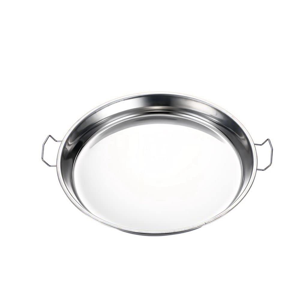 Steamed Rice Tray Cold Noodle Making Plate Stainless Steel Pan Restaurant Tray Cake Dish Kitchen Serving Tray With Double Handle Tableware(28cm)