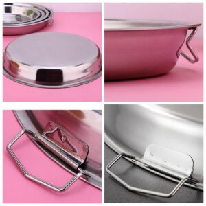 Steamed Rice Tray Cold Noodle Making Plate Stainless Steel Pan Restaurant Tray Cake Dish Kitchen Serving Tray With Double Handle Tableware(28cm)