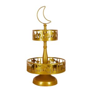 ramadan decor ramadan trays moon ramadan tray eid mubarak plates food storage containers eid double-layer pastry tray cake stand tray iron rustic serving tray party home festival decoration type 3