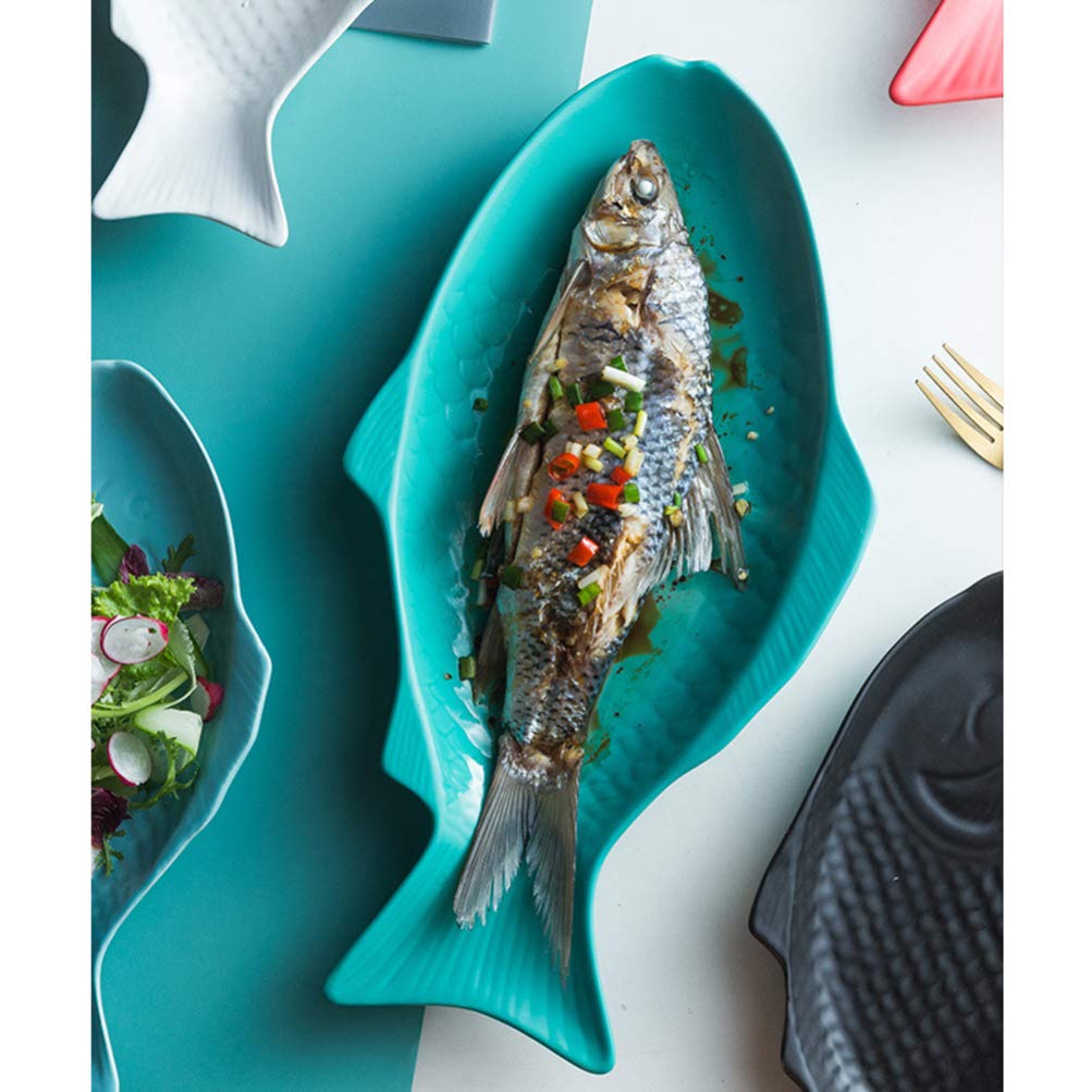 Cabilock 1pc Fish Platter Food Tray Pasta Ceramic Appetizer Plates Ceramic Plates Mini Cake Pans Ceramic Serving Dishes Ceramic Fish Plate Snack Storage Trays Fish Pan Oval Decorative Plate