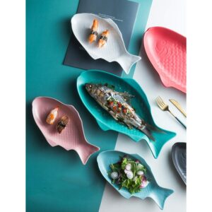 Cabilock 1pc Fish Platter Food Tray Pasta Ceramic Appetizer Plates Ceramic Plates Mini Cake Pans Ceramic Serving Dishes Ceramic Fish Plate Snack Storage Trays Fish Pan Oval Decorative Plate