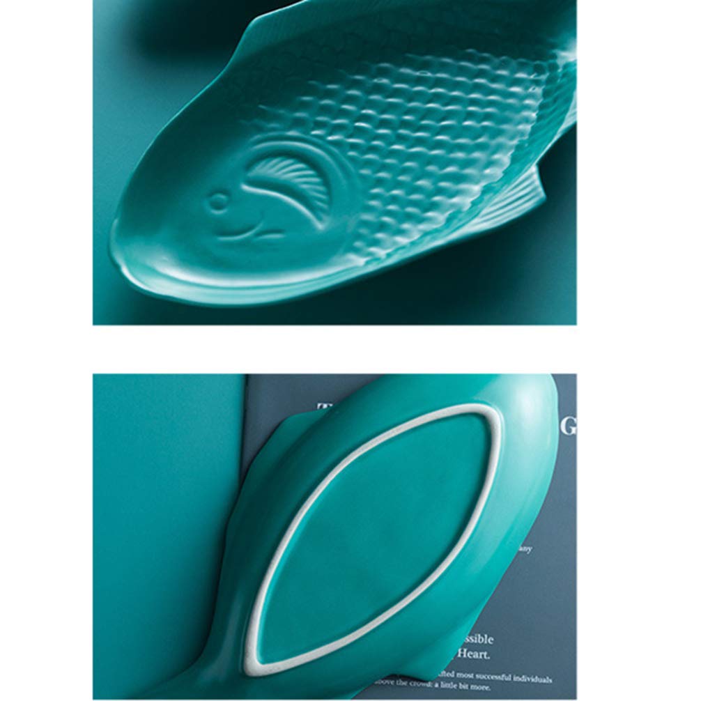 Cabilock 1pc Fish Platter Food Tray Pasta Ceramic Appetizer Plates Ceramic Plates Mini Cake Pans Ceramic Serving Dishes Ceramic Fish Plate Snack Storage Trays Fish Pan Oval Decorative Plate