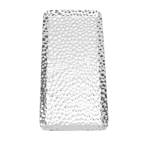 Hammered Rectangular Tray, Hammered Tray Odorless Exquisite Decoration for Bathroom(Silver)