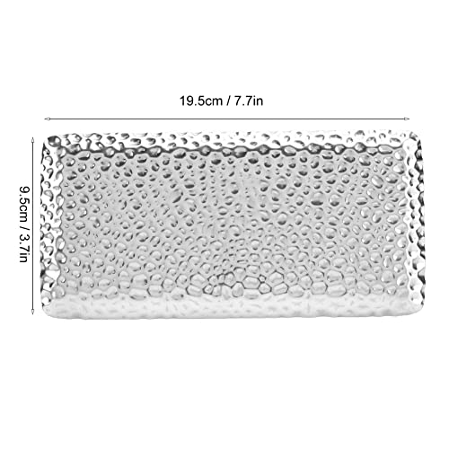 Hammered Rectangular Tray, Hammered Tray Odorless Exquisite Decoration for Bathroom(Silver)