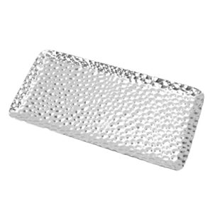 Hammered Rectangular Tray, Hammered Tray Odorless Exquisite Decoration for Bathroom(Silver)