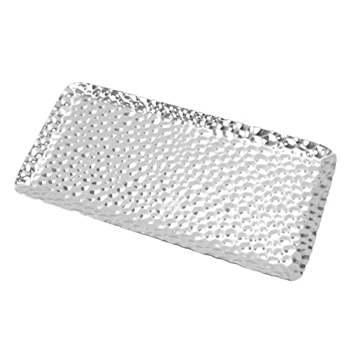 Hammered Rectangular Tray, Hammered Tray Odorless Exquisite Decoration for Bathroom(Silver)