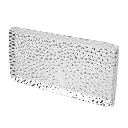 Hammered Rectangular Tray, Hammered Tray Odorless Exquisite Decoration for Bathroom(Silver)