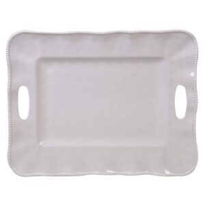 certified international perlette cream rectangular tray withhandles 19" x 15" servware, accessories,hostess serving