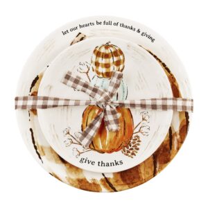 Mud Pie Thanksgiving Pumpkin Platter Plate Set, Multi, Small 10" Dia | Large 13" Dia