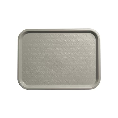 Carlisle FoodService Products Cafe Fast Food Cafeteria Tray with Patterned Surface for Cafeterias, Fast Food, And Dining Room, Plastic, 16.31 X 12.06 X 0.7 Inches, Gray, (Pack of 24)