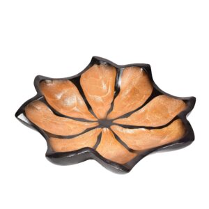 aeravida simply beautiful hand carved lotus flower 12 inches platter or tray | wooden platters for serving food | hand carved wooden tray | lotus flower wooden tray | tropical serving tray