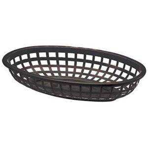 tablecraft 1074bk classic oval basket black 9 3/8'' x 6'' (set of 36 per case)