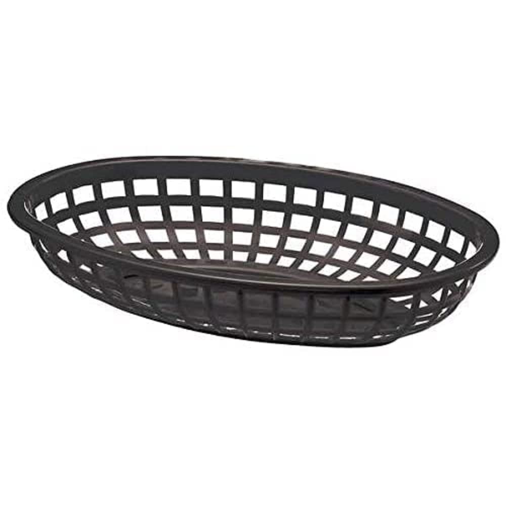 Tablecraft 1074BK Classic Oval Basket Black 9 3/8'' x 6'' (Set of 36 PER CASE)