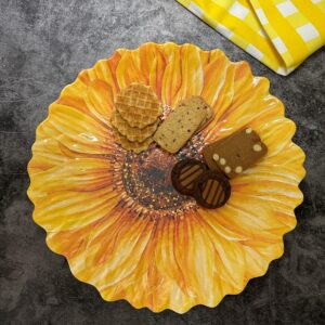 UPware Shape Platter Melamine Serving Platter BPA Free Food Platter 12 Inch Summer Flower Yellow Sunflower Shaped Platter (12" Sunflower)