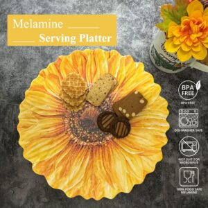 UPware Shape Platter Melamine Serving Platter BPA Free Food Platter 12 Inch Summer Flower Yellow Sunflower Shaped Platter (12" Sunflower)