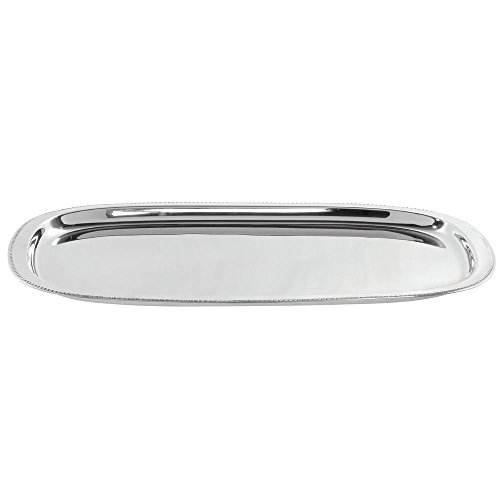 HUBERT Serving Tray Stainless Steel Rectangular with Beaded Edge - 18" L x 13 1/2" W x 3/4" H