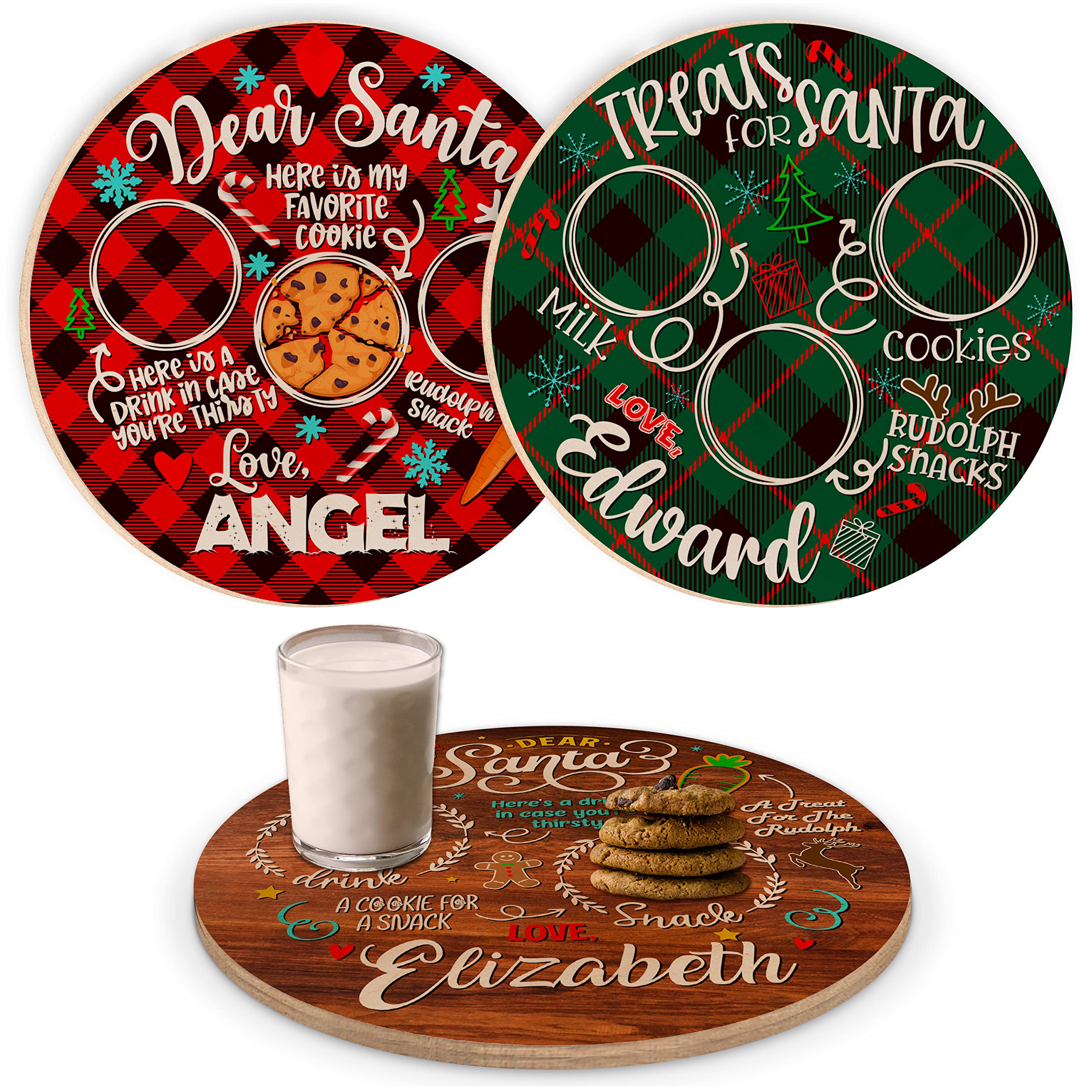 Personalized Santa Claus Wood Tray Gift - Customized Christmas Eve Wooden Santa Treat Serving Plate