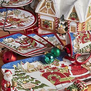 Certified International Santa's Workshop Rectangular Serving Platter, 14" X 10", Multicolor