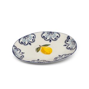 Abbott Collection Home 67-SORRENTO-030 Lemon Print Medium Oval Platter, White/Yellow