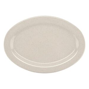 G.E.T. Heavy-Duty Shatterproof Plastic Melamine Serving Platter, 14" x 10", Ironstone (Set of 12)